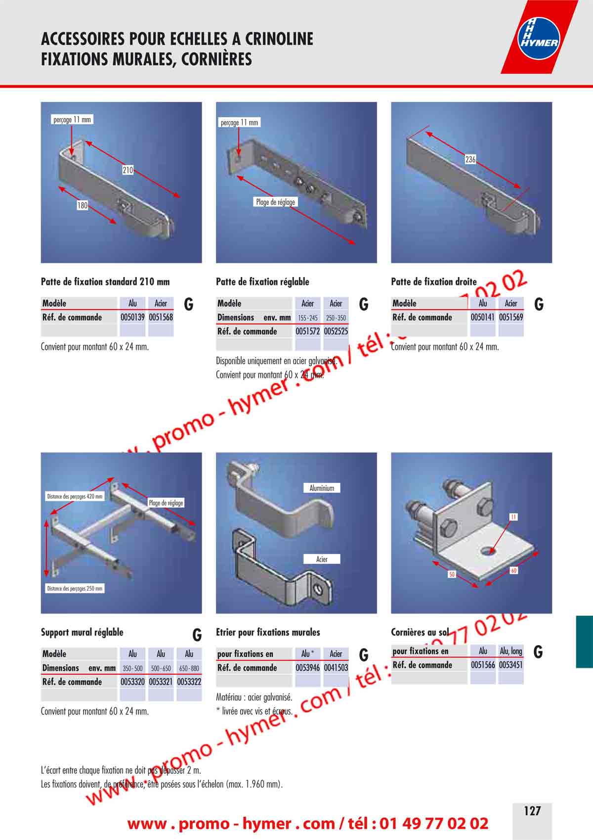 p126 p127 palier patte fixation échelle crinoline, catalogue-hymer ...