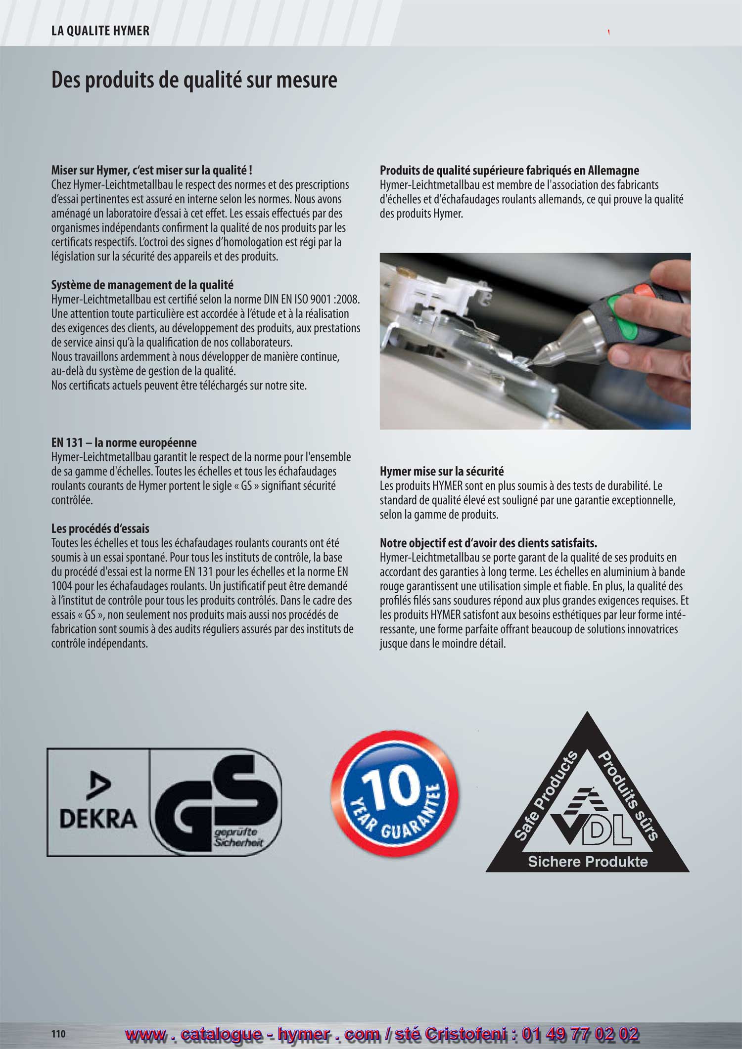 la qualité Allemande pour tous échafaudages aluminium HYMER ...